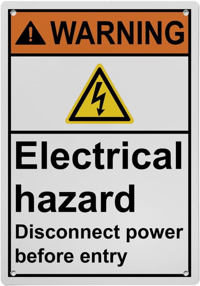 Weatherproof Vertical ANSI Electrical Warning Sign (Electrical hazard ...