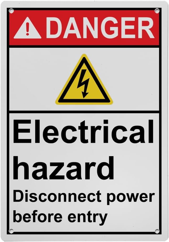 Weatherproof Vertical ANSI Electrical Warning Sign (Electrical hazard ...