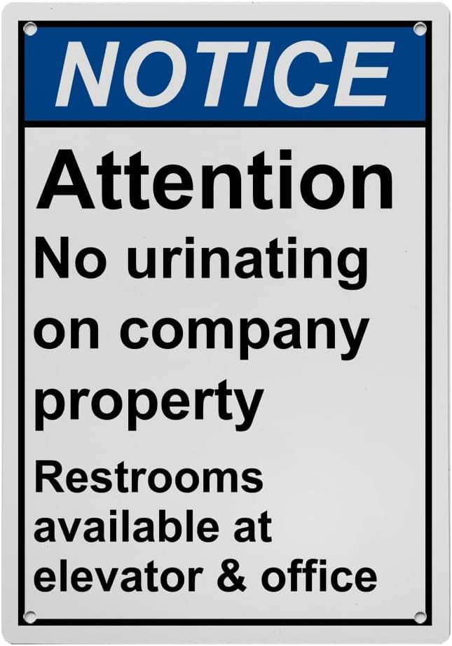 Weatherproof Vertical ANSI Elevator Sign (Attention No urinating on ...