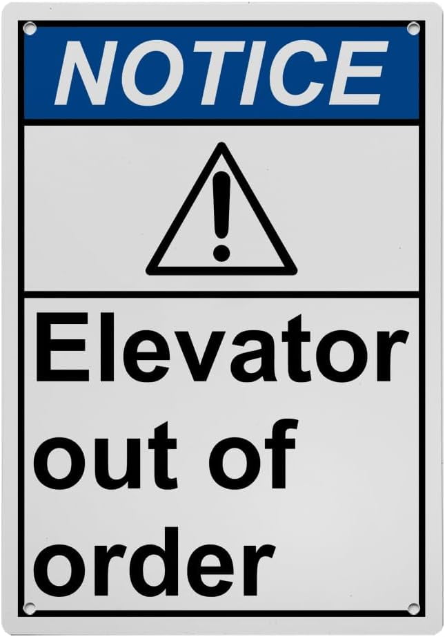 Weatherproof Vertical ANSI Elevator Sign (Elevator out of order) 8 in ...