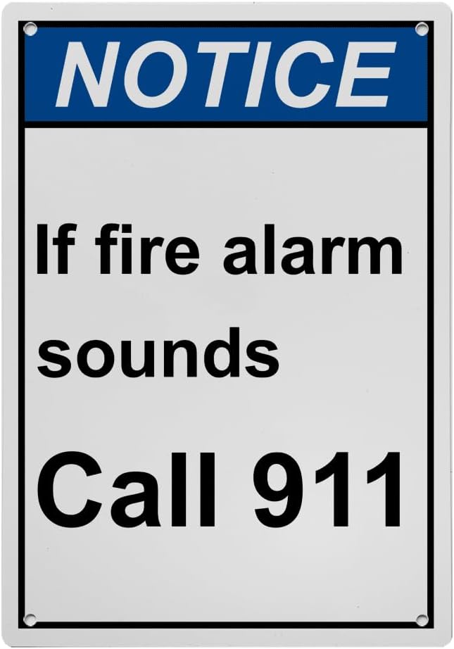 Weatherproof Vertical ANSI Emergency Contact 911 Sign (If fire alarm ...