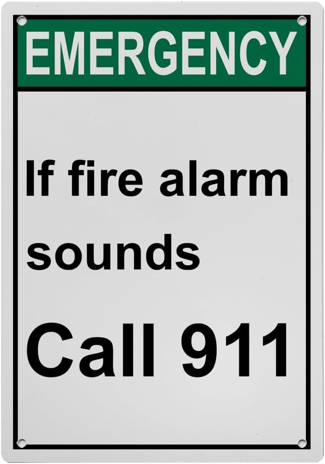 Weatherproof Vertical ANSI Emergency Contact 911 Sign (If fire alarm ...