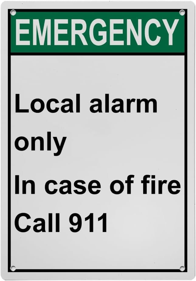 Weatherproof Vertical ANSI Emergency Contact 911 Sign (Local alarm only ...