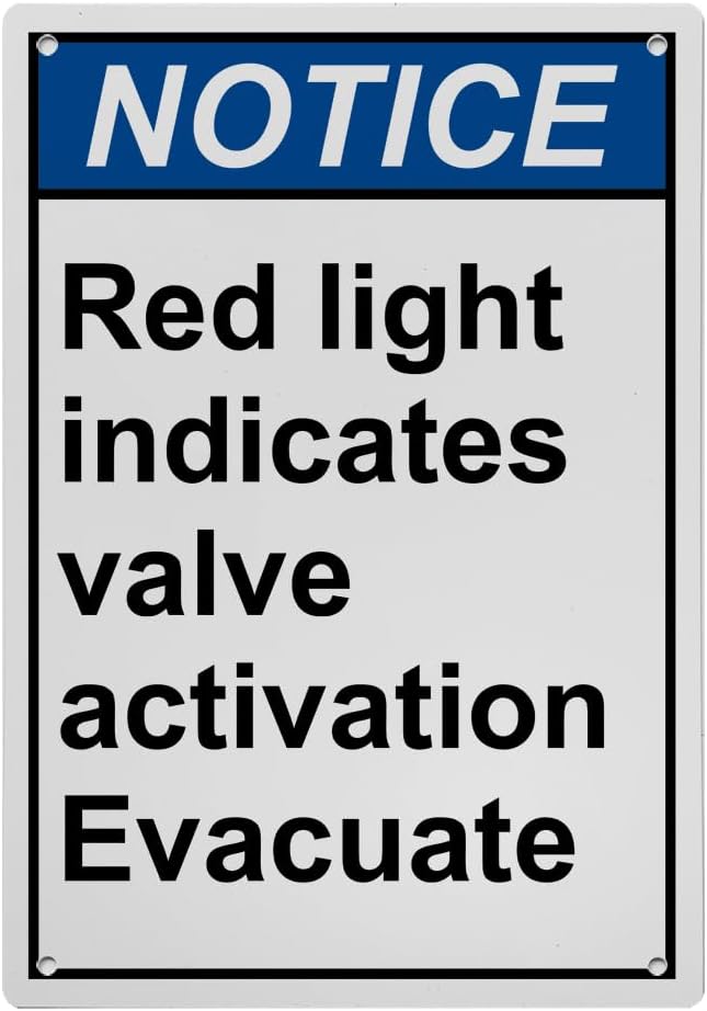 Weatherproof Vertical ANSI Fire Alarm Sign (Red light indicates valve ...