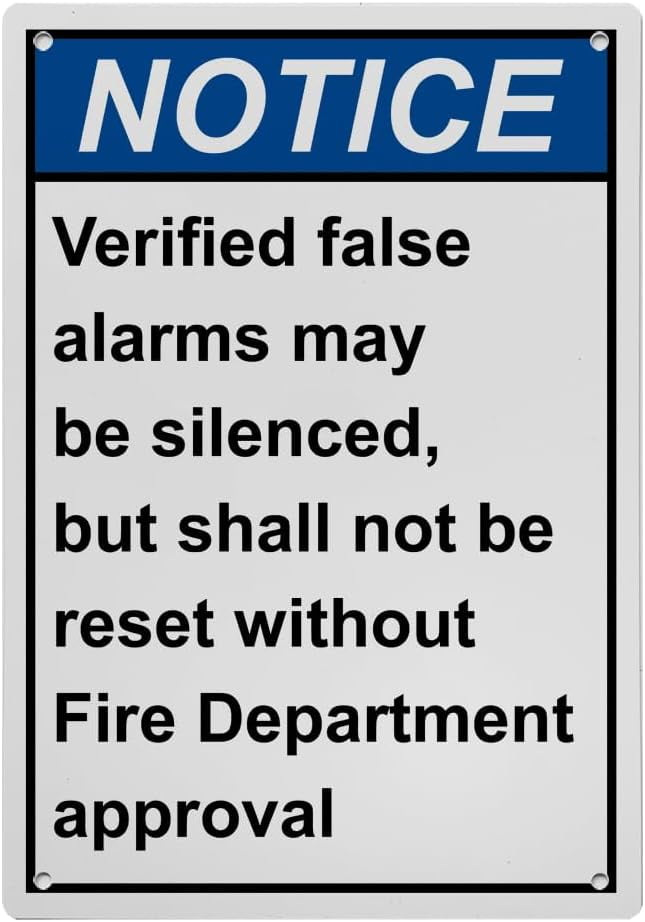 Weatherproof Vertical ANSI Fire Alarm Sign (Verified false alarms may ...