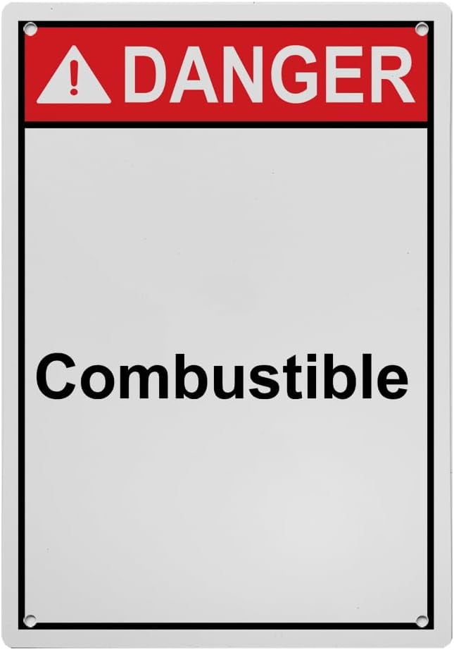 Weatherproof Vertical ANSI Flammable Sign (Combustible) 8 in" x 12 in ...