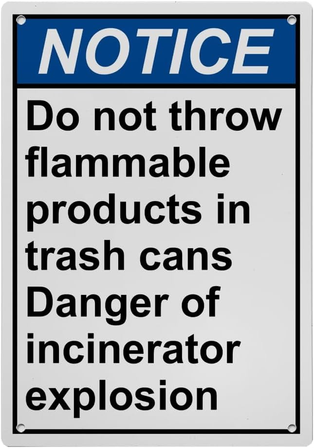 Weatherproof Vertical ANSI Flammable Sign (Do not throw flammable ...