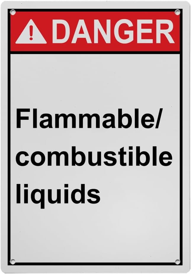 Weatherproof Vertical ANSI Flammable Sign (Flammable/combustible ...