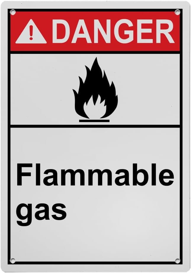 Weatherproof Vertical ANSI Flammable Sign (Flammable gas) 8 in" x 12 in ...