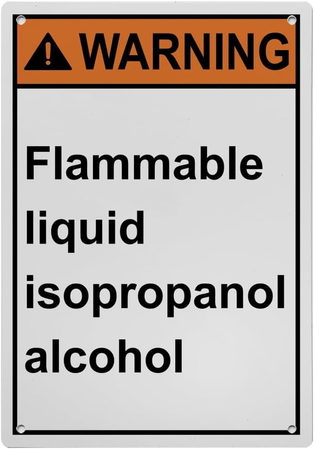 Weatherproof Vertical ANSI Flammable Sign (Flammable liquid isopropanol ...