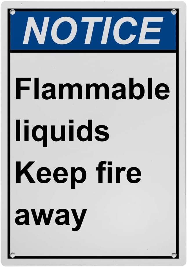 Weatherproof Vertical ANSI Flammable Sign (Flammable liquids Keep fire ...