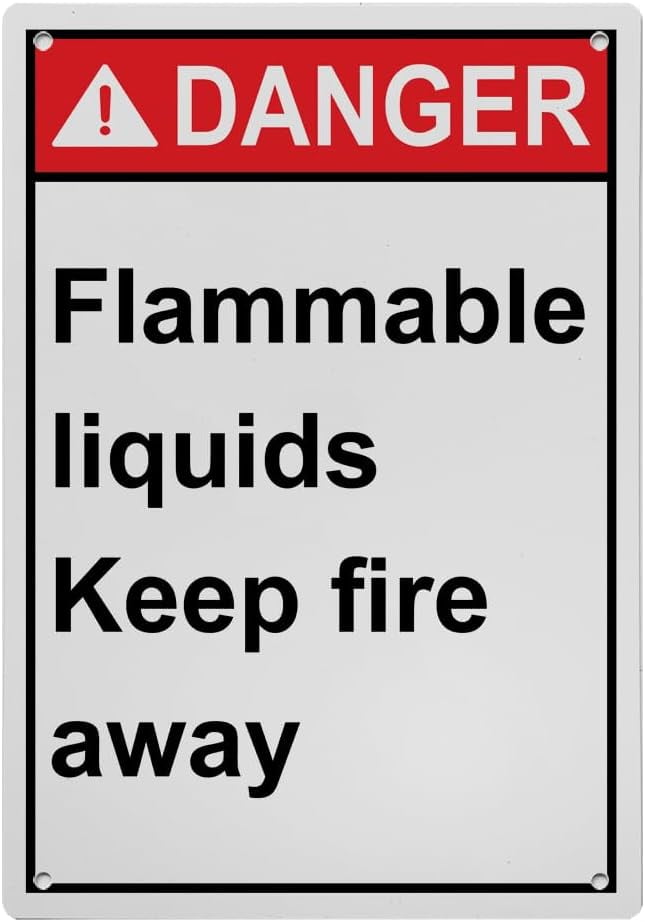 Weatherproof Vertical ANSI Flammable Sign (Flammable liquids Keep fire ...