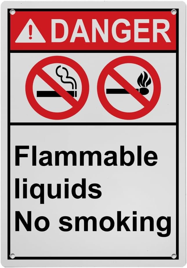 Weatherproof Vertical ANSI Flammable Sign (Flammable liquids No Smoking ...