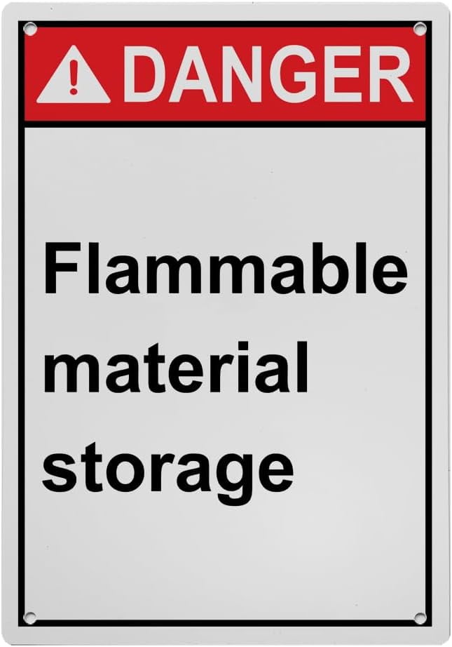 Weatherproof Vertical ANSI Flammable Sign (Flammable material storage ...