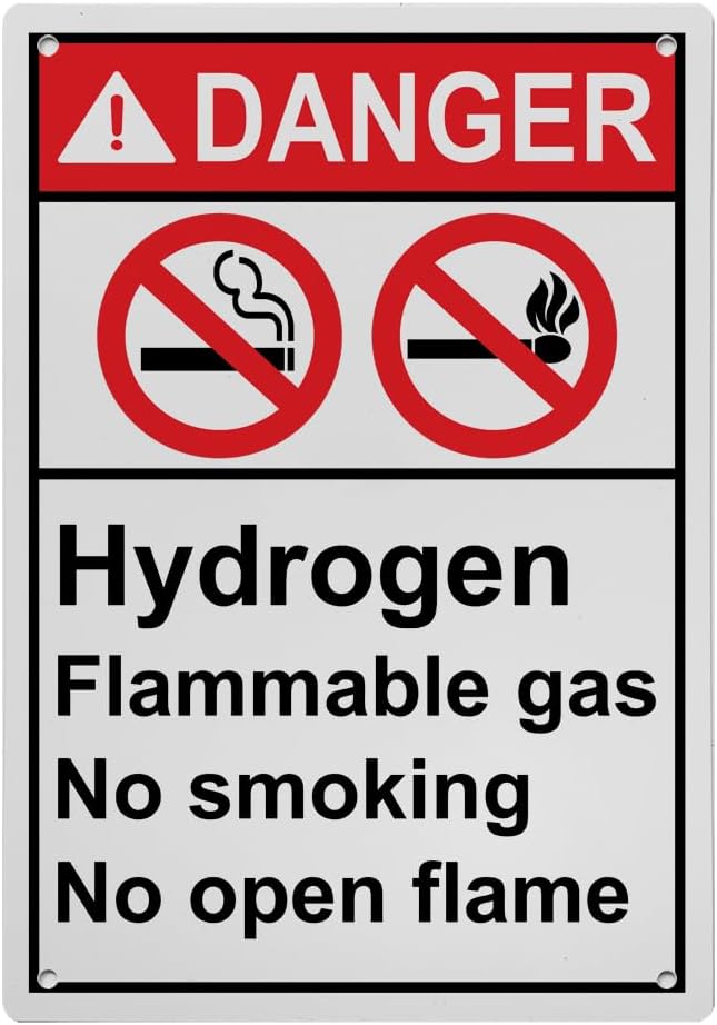 Weatherproof Vertical ANSI Flammable Sign (Hydrogen Flammable gas No ...