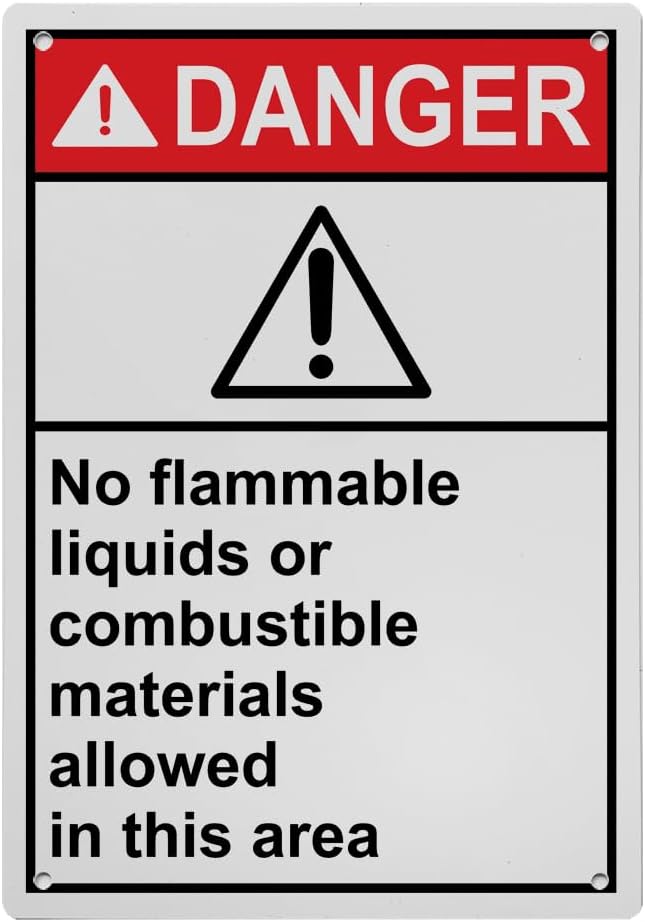 Weatherproof Vertical ANSI Flammable Sign (No flammable liquids or ...