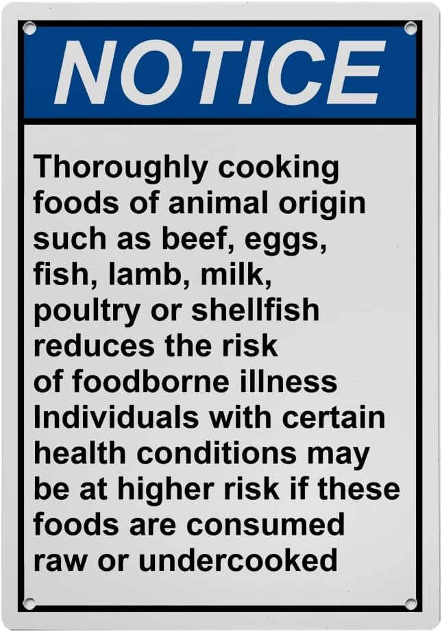 Weatherproof Vertical ANSI Food Prep Kitchen Safety Sign 8 in" x 12 in ...