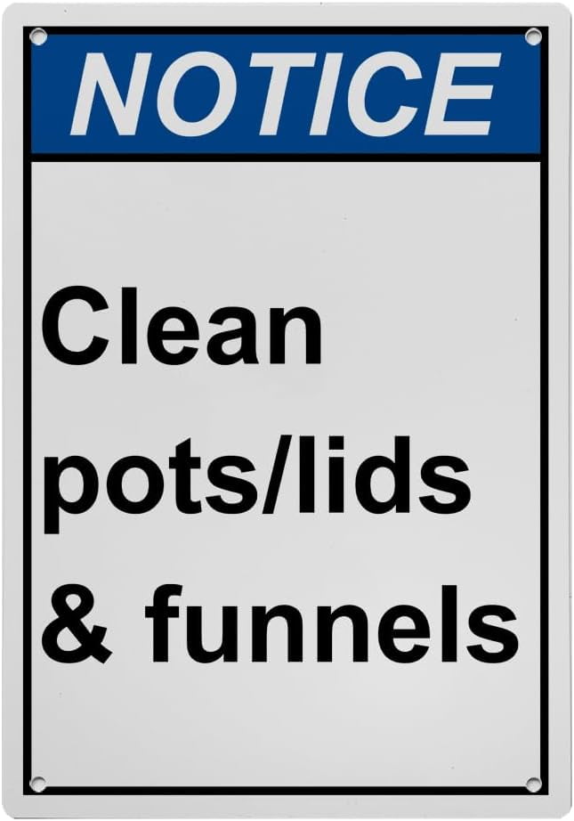 Weatherproof Vertical ANSI Food Prep Kitchen Safety Sign (Clean pots ...