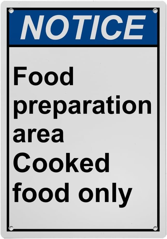 Weatherproof Vertical ANSI Food Prep Kitchen Safety Sign (Food ...