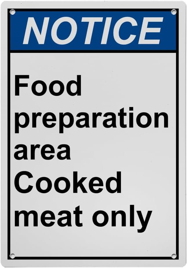 Weatherproof Vertical ANSI Food Prep Kitchen Safety Sign (Food ...