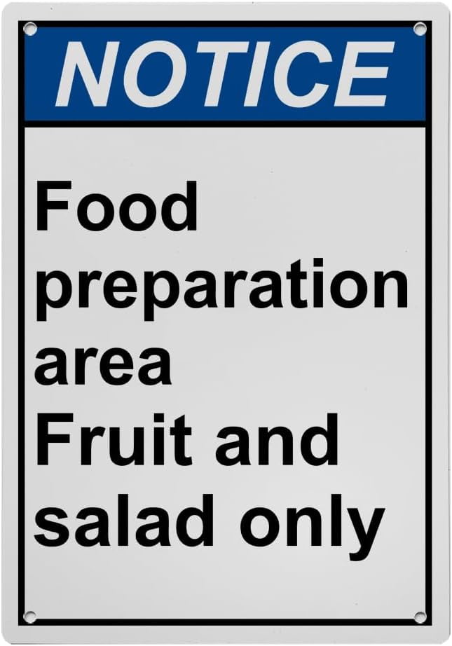 Weatherproof Vertical ANSI Food Prep Kitchen Safety Sign (Food ...