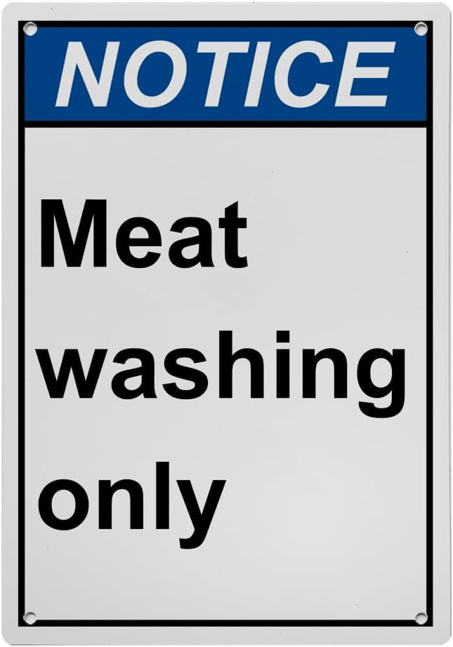 Weatherproof Vertical ANSI Food Prep Kitchen Safety Sign (Meat washing ...