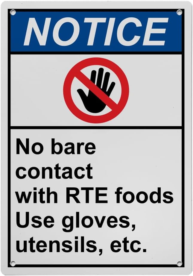 Weatherproof Vertical ANSI Food Prep Kitchen Safety Sign (No bare ...