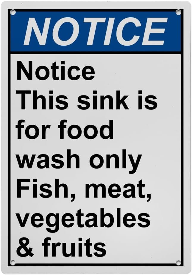 Weatherproof Vertical ANSI Food Prep Kitchen Safety Sign (Notice this ...