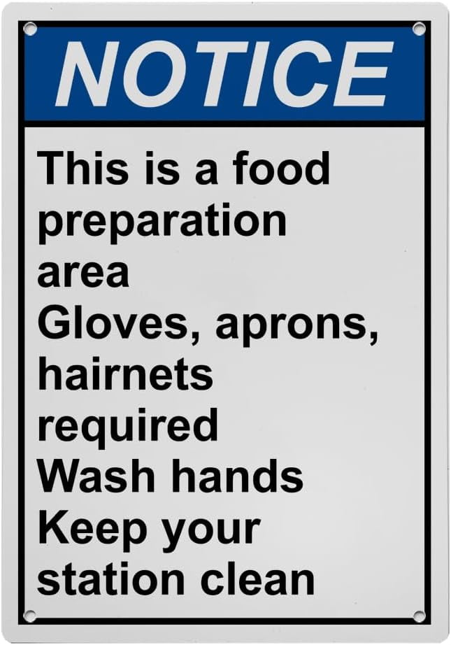 Weatherproof Vertical ANSI Food Prep Kitchen Safety Sign (This is a ...