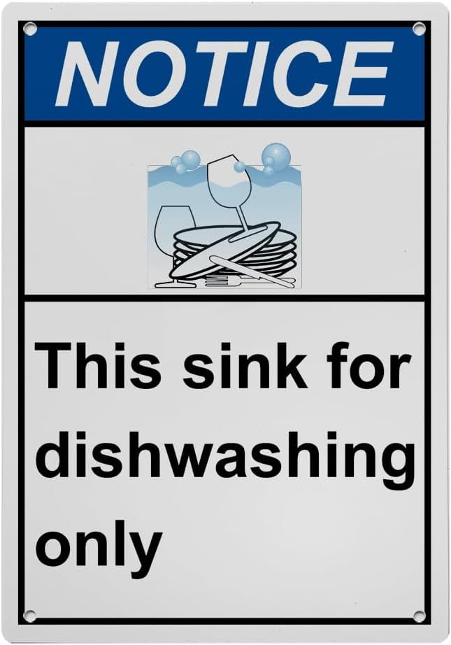 Weatherproof Vertical ANSI Food Prep Kitchen Safety Sign (This sink for ...