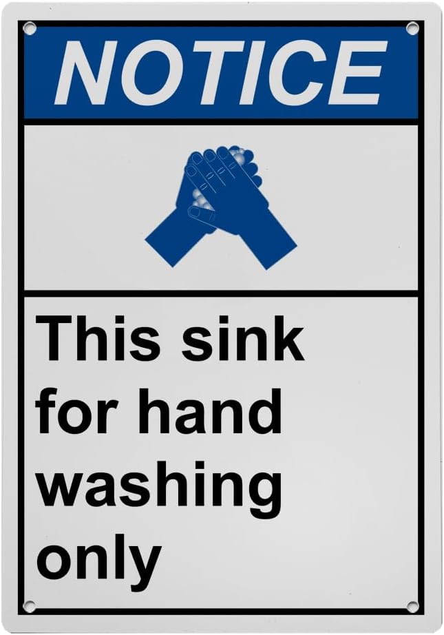 Weatherproof Vertical ANSI Food Prep Kitchen Safety Sign (This sink for ...