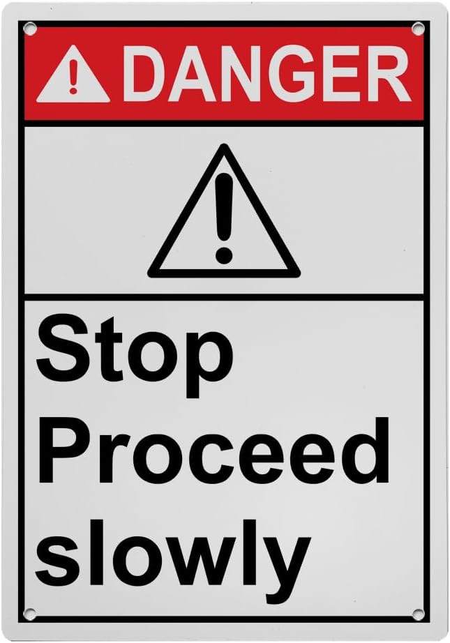 Weatherproof Vertical ANSI Forklift Sign (Stop Proceed slowly) 8 in" x ...