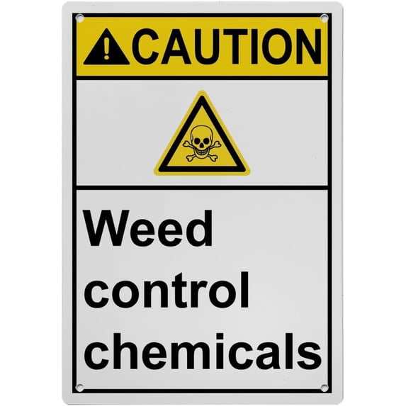 Weatherproof Vertical ANSI Herbicide Sign (Weed control chemicals) 8 in ...