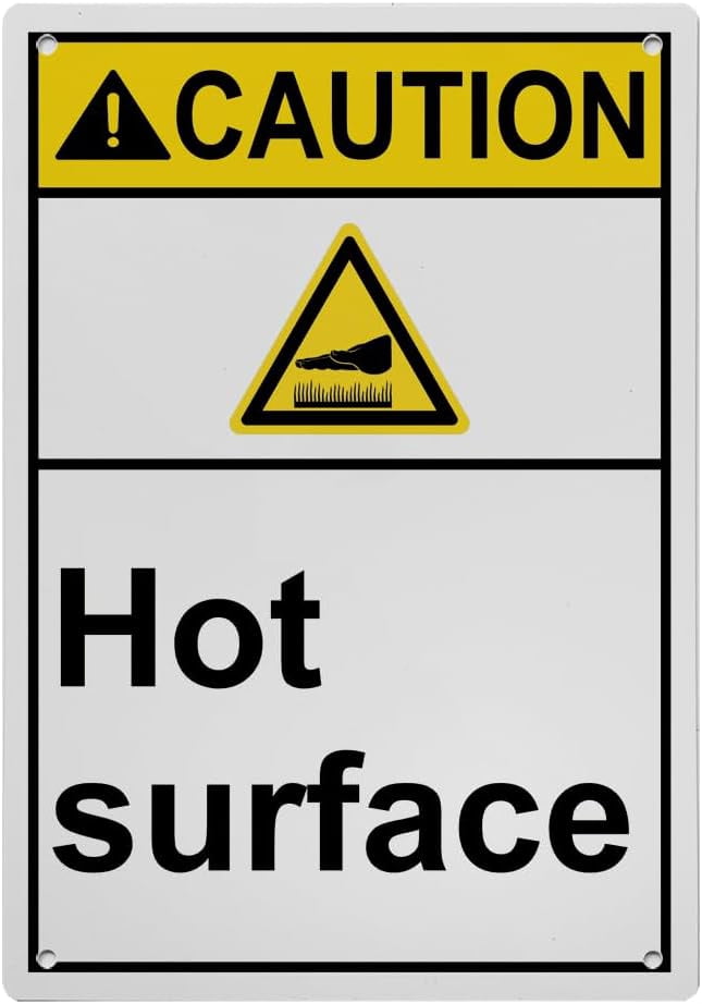 Weatherproof Vertical ANSI Hot Burn Sign (Hot surface) 8 in" x 12 in ...