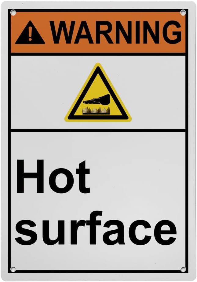 Weatherproof Vertical ANSI Hot Burn Sign (Hot surface) 8 in" x 12 in ...