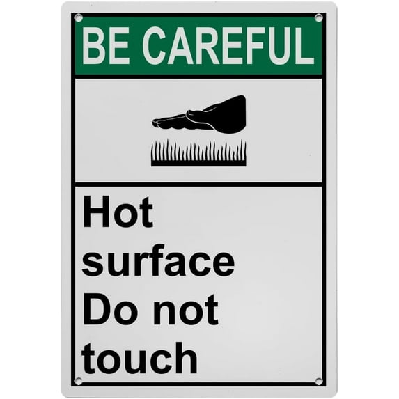 Weatherproof Vertical ANSI Hot Burn Sign (Hot surface Do not touch) 8 ...