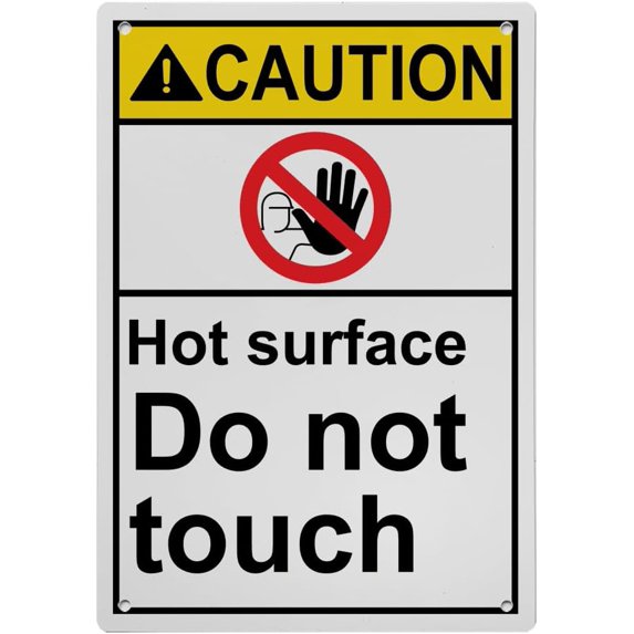 Weatherproof Vertical ANSI Hot Burn Sign (Hot surface Do not touch) 8 ...
