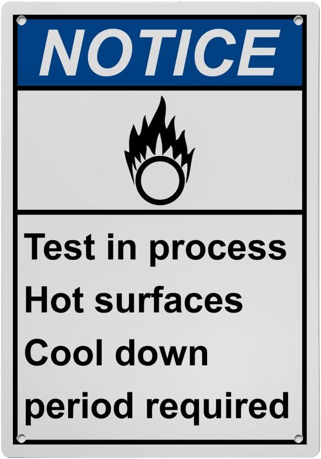 Weatherproof Vertical ANSI Hot Burn Sign (Test in process Hot surfaces ...