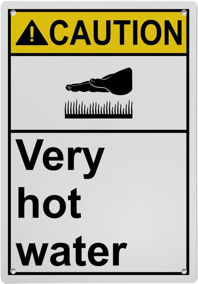 Weatherproof Vertical ANSI Hot Burn Sign (Very hot water) 8 in" x 12 in ...