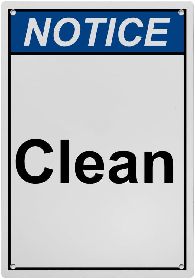 Weatherproof Vertical ANSI Housekeeping Sign (Clean) 8 in" x 12 in" UV ...