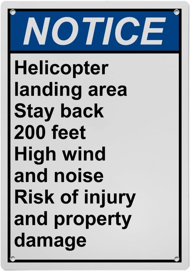 Weatherproof Vertical ANSI Keep Clear Sign (Helicopter landing area ...