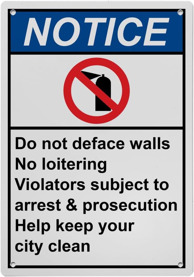 Weatherproof Vertical ANSI No Loitering Sign (Do not deface walls No ...