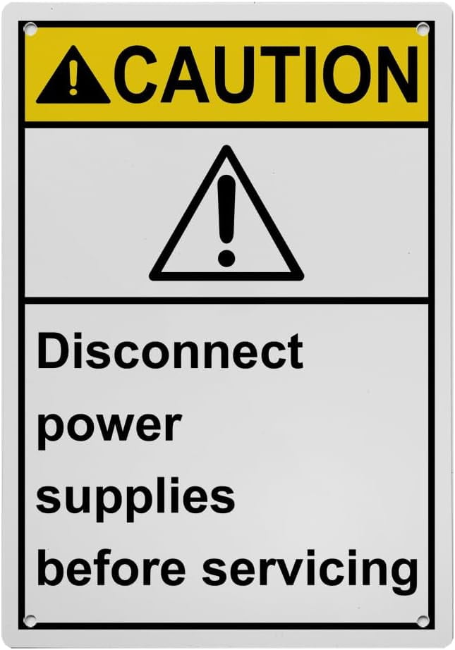Weatherproof Vertical ANSI Machine Safety Sign (Disconnect power ...