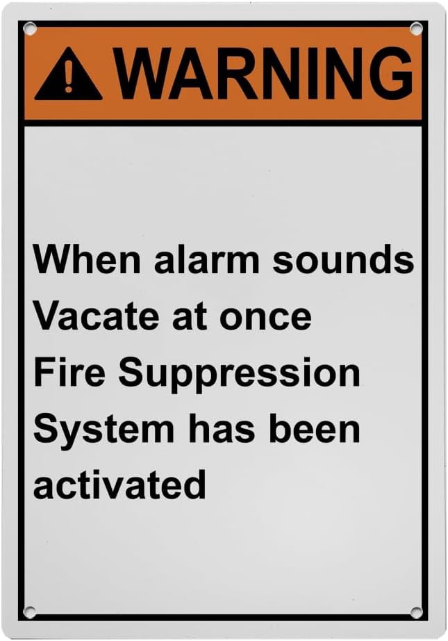Weatherproof Vertical ANSI NFPA 12 Carbon Dioxide Sign (When alarm ...