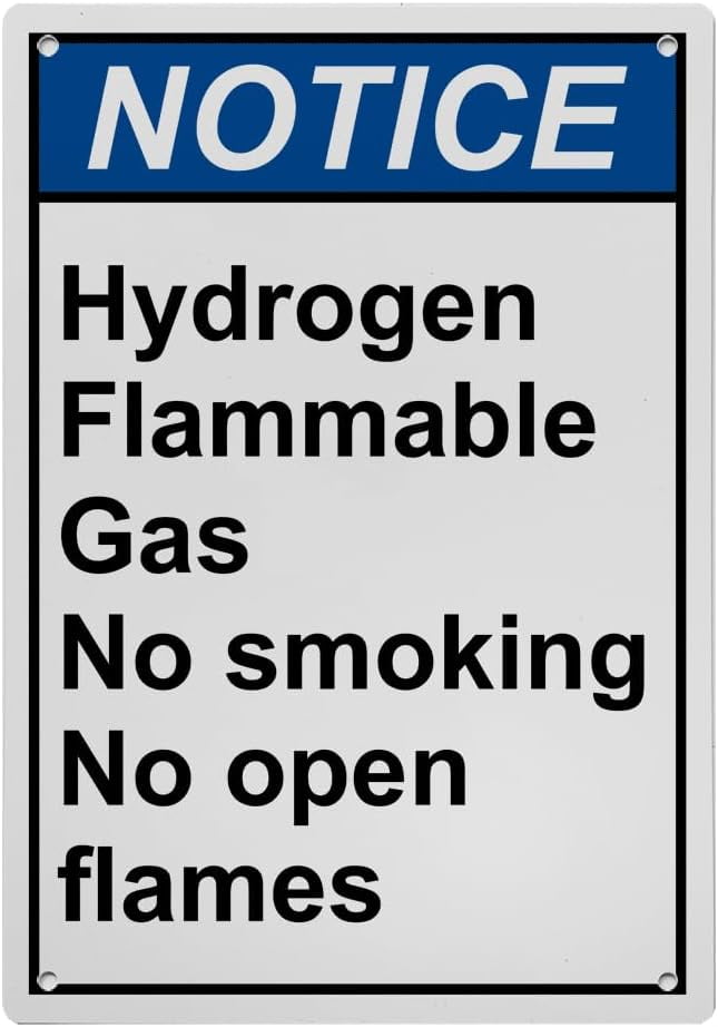 Weatherproof Vertical ANSI No Open Flame Sign (Hydrogen Flammable Gas ...
