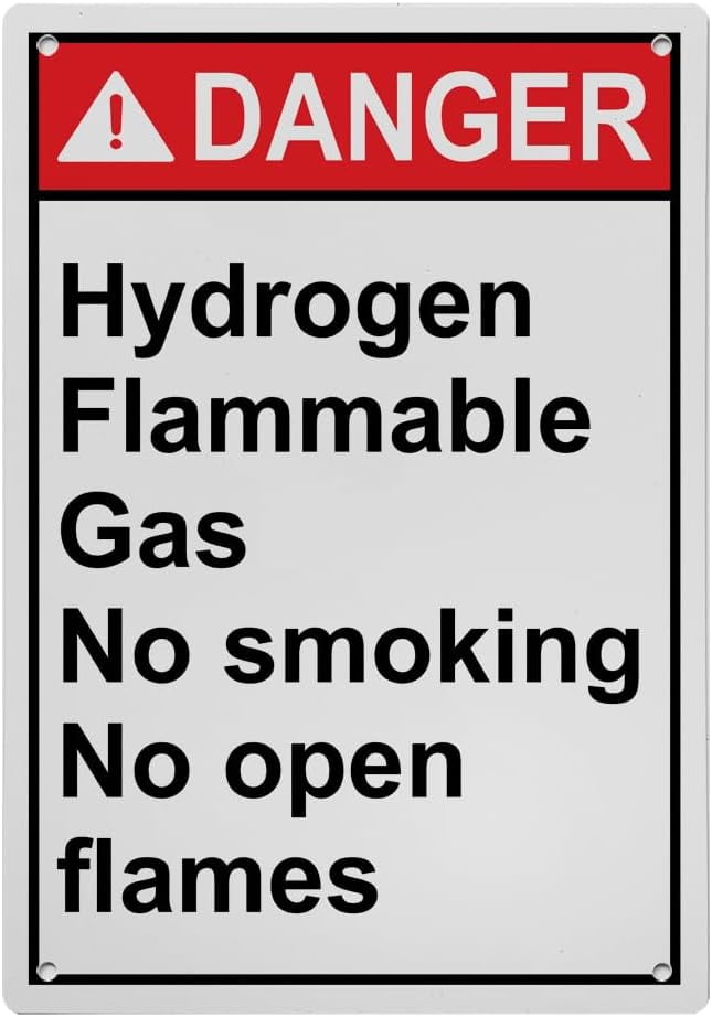 Weatherproof Vertical ANSI No Open Flame Sign (Hydrogen Flammable Gas ...