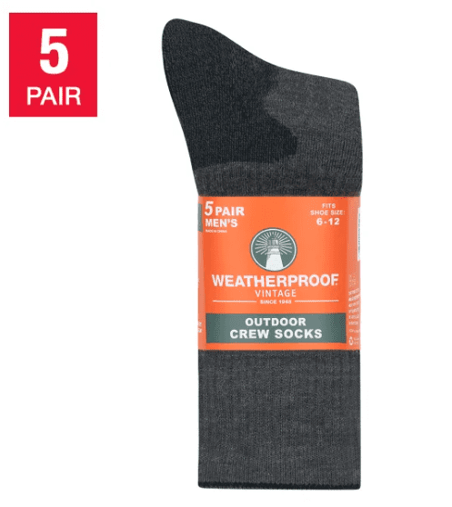 Weatherproof Men's Wool Blend Moisture-Wicking Crew Socks, Cushion Arch ...
