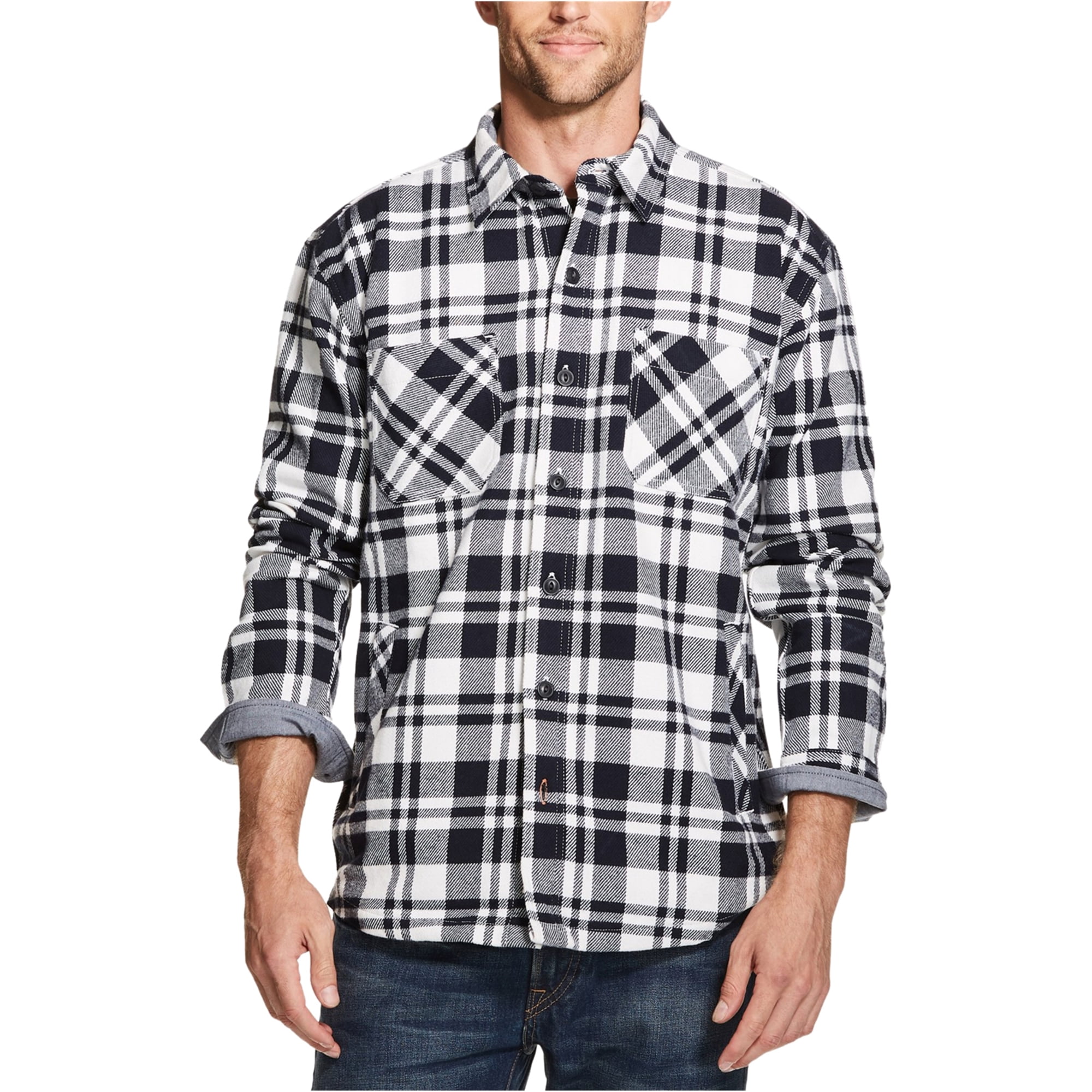 Weatherproof Vintage Mens Plaid Flannel Shirt Jacket (White, 3 XL ...