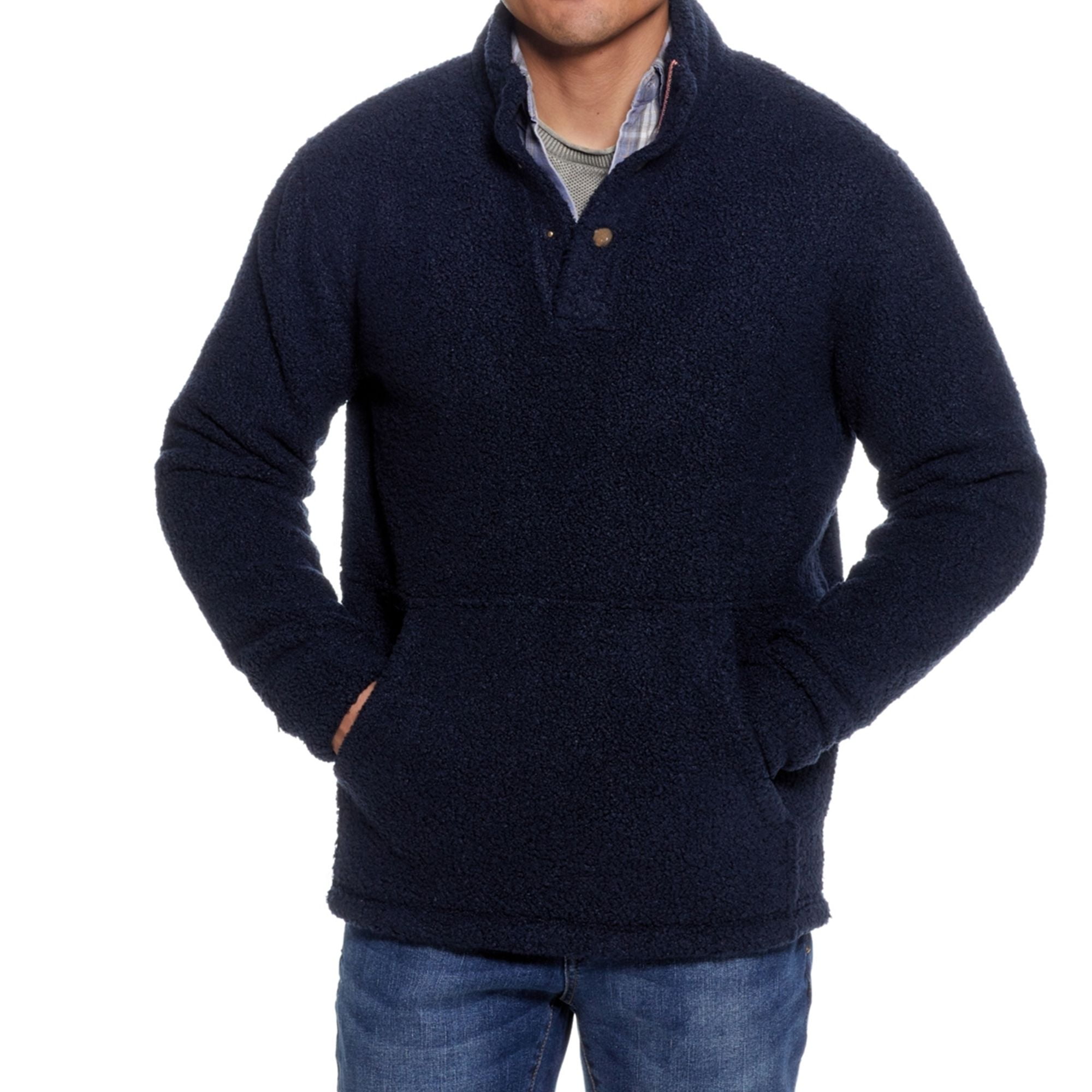 Weatherproof Mens Vintage Teddy Sherpa Quarter Snap Fleece Jacket, Blue ...