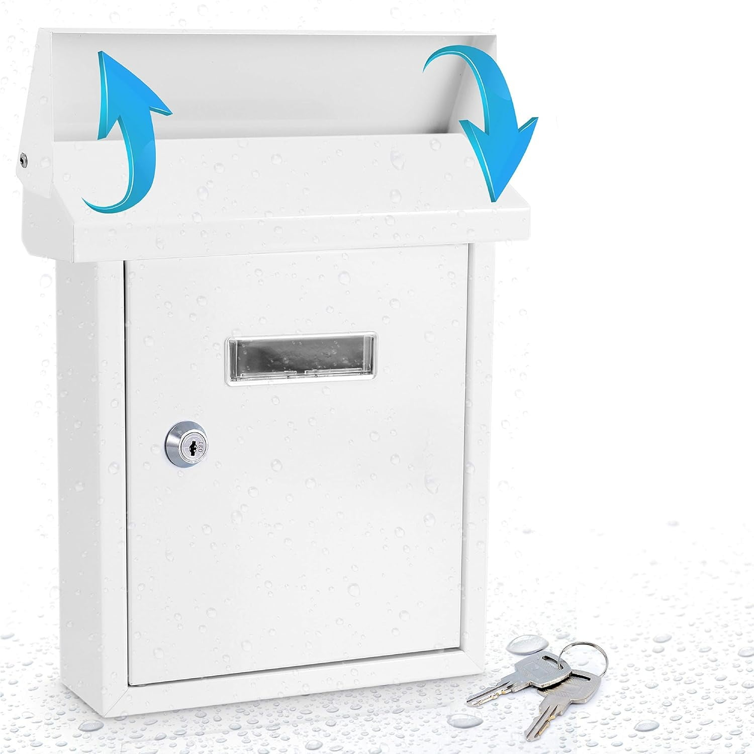 Weatherproof Wall Mount Locking Mailbox Galvanized Steel Drop Box with ...
